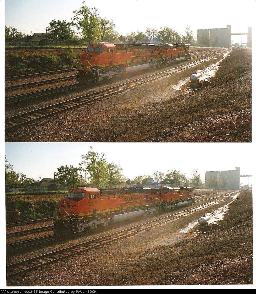 BNSF 6228 and BNSF 6227 crossed over to main track 2
